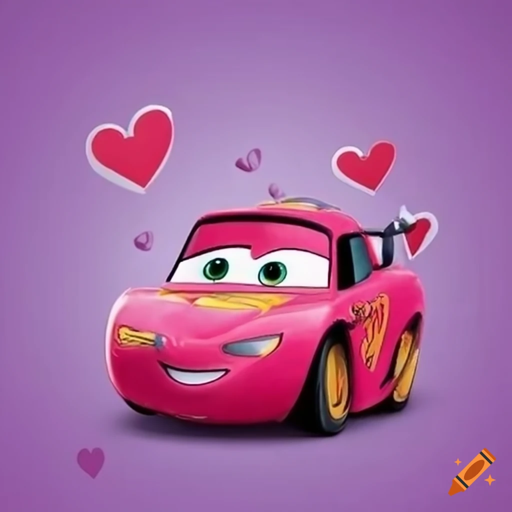 Japanese pop style Valentine's card with pink Guido from Disney Pixar's ...