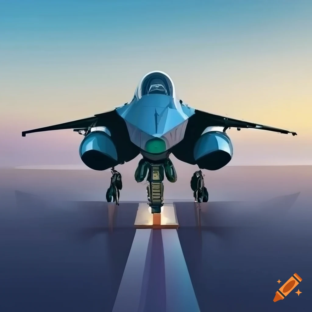 Technical illustration of a jet fighter aircraft design on Craiyon