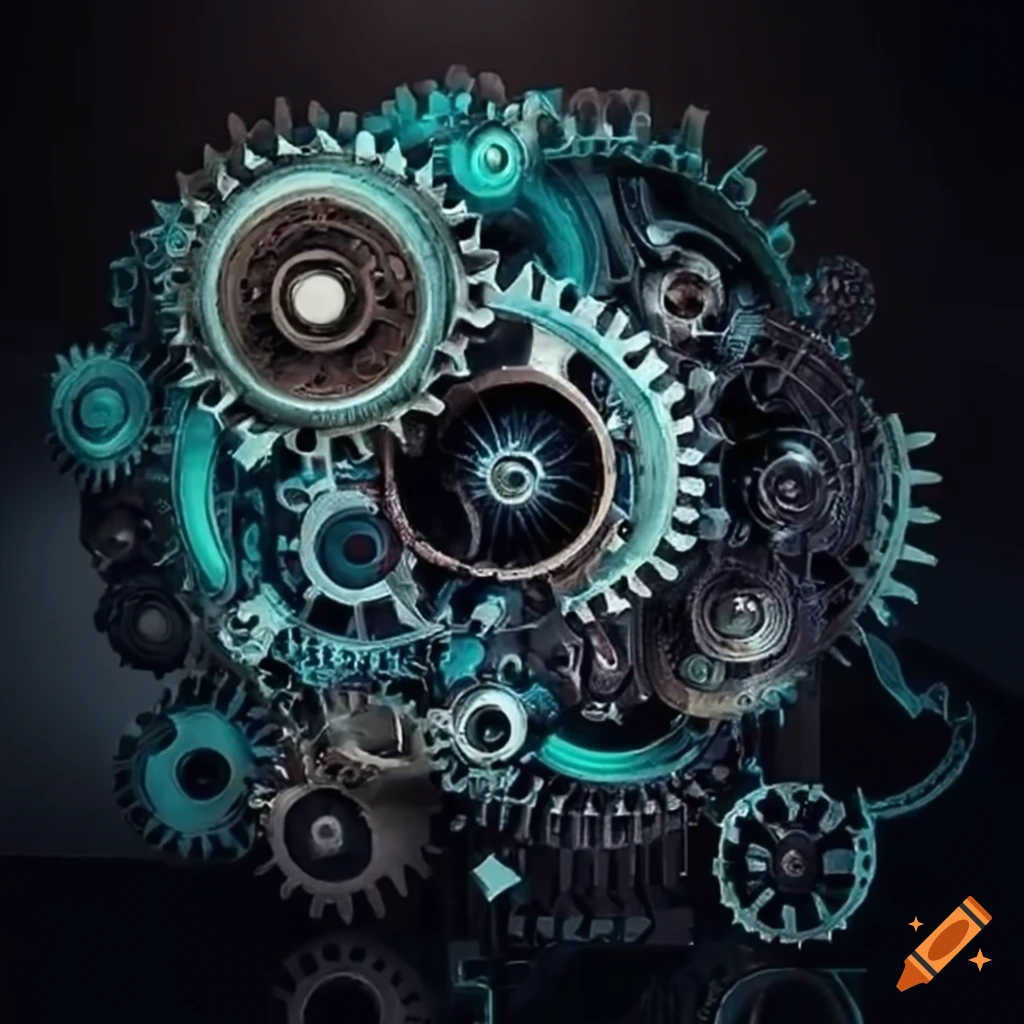 Intricate machine with gears on Craiyon