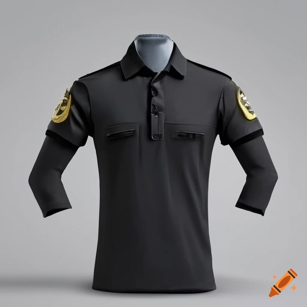 Polo security uniform in black color on Craiyon
