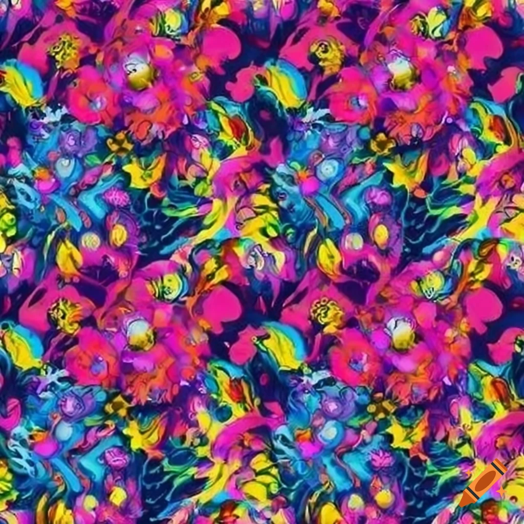 Colorful repeating floral pattern with vibrant flowers on Craiyon
