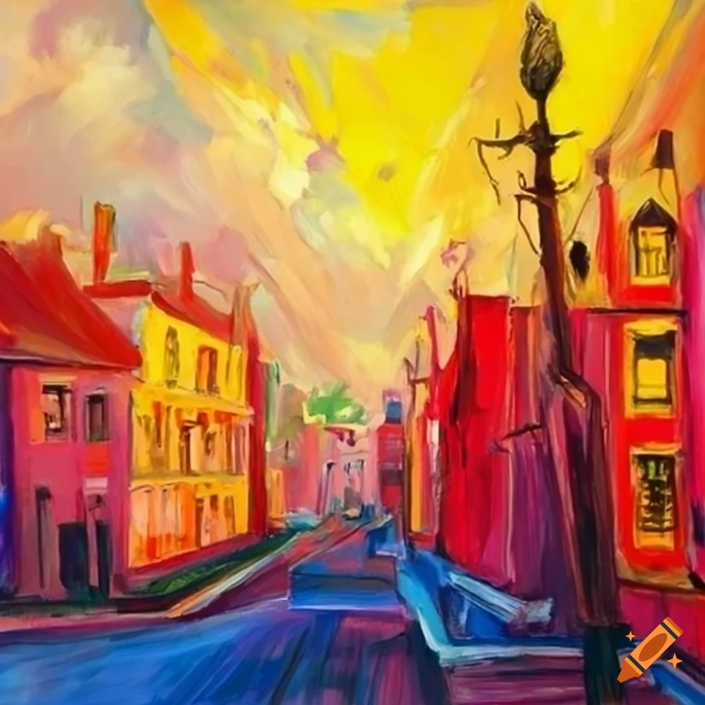 Expressionist landscape art depicting fascism on Craiyon