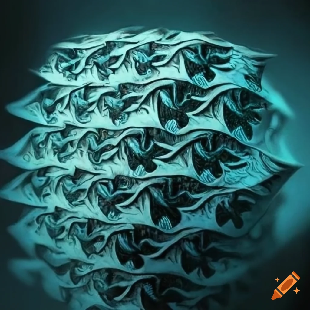 Mc escher fish and scale artwork on Craiyon