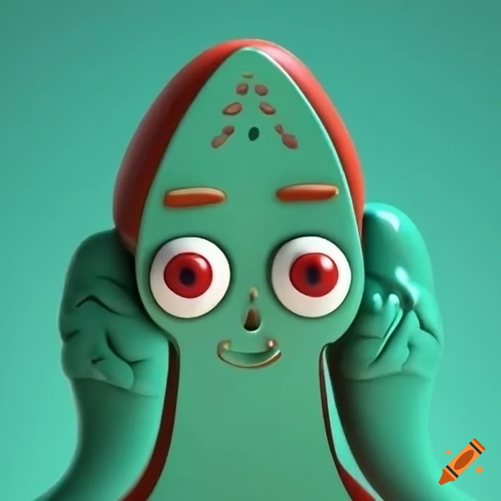 3D cannabis brain plant with Gumby-style eyes and buds on Craiyon