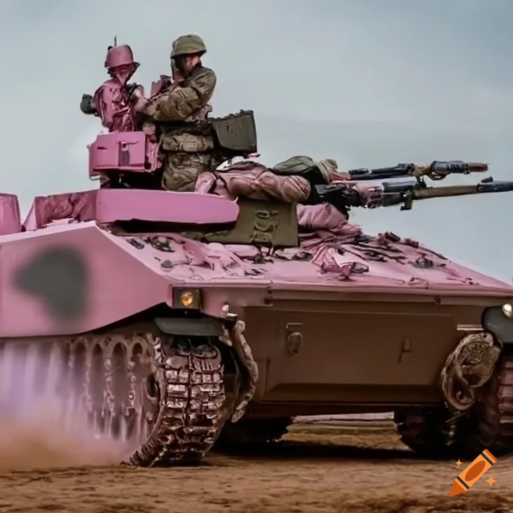 Pink infantry fighting vehicle on Craiyon
