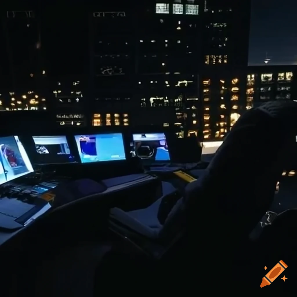 2050s tech-play room resembling a small airplane's cockpit with captain ...