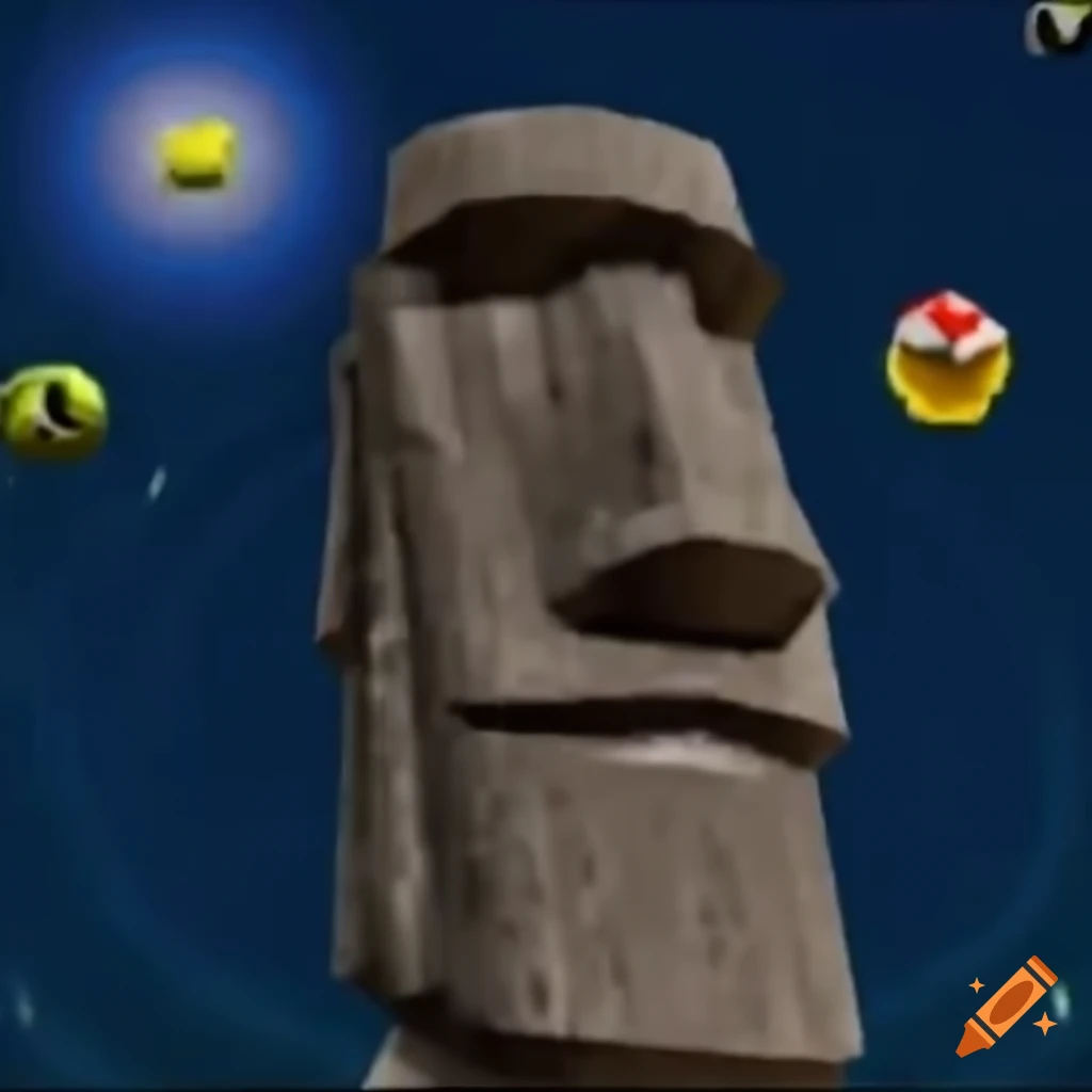 80s vhs footage of moai in mario 64 on Craiyon