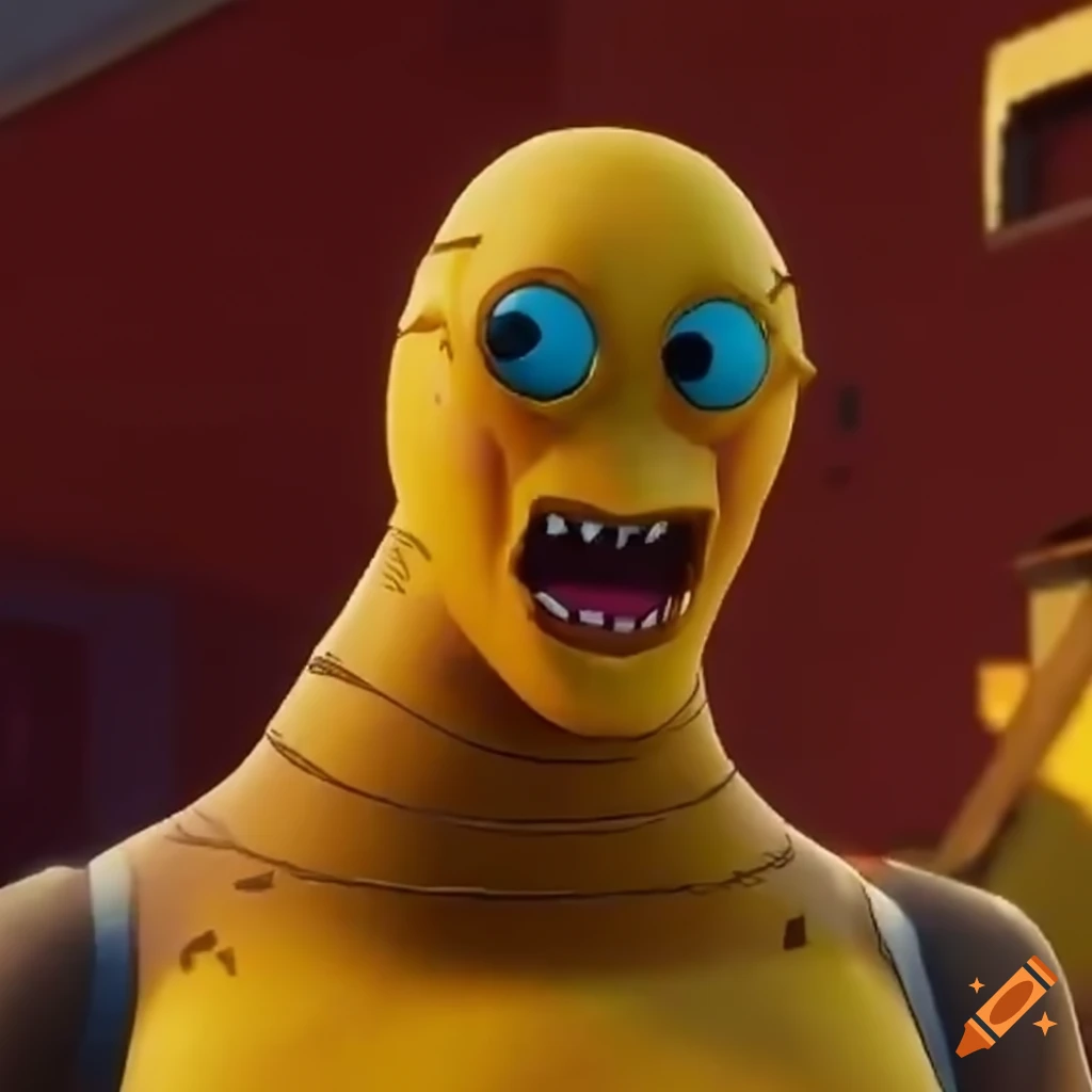 Peely character in a fortnite match in comic style on Craiyon