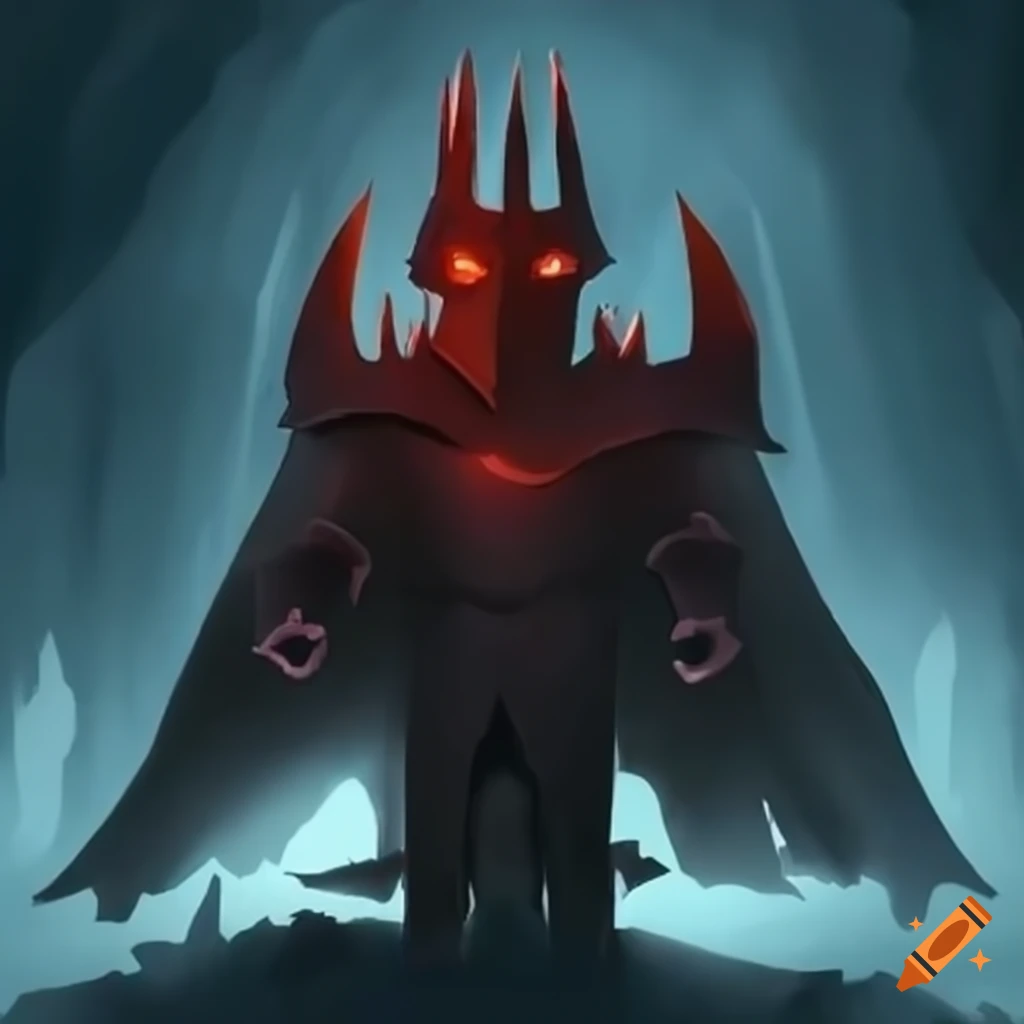 Sauron from lord of the rings in clash royale style, red with flames on ...