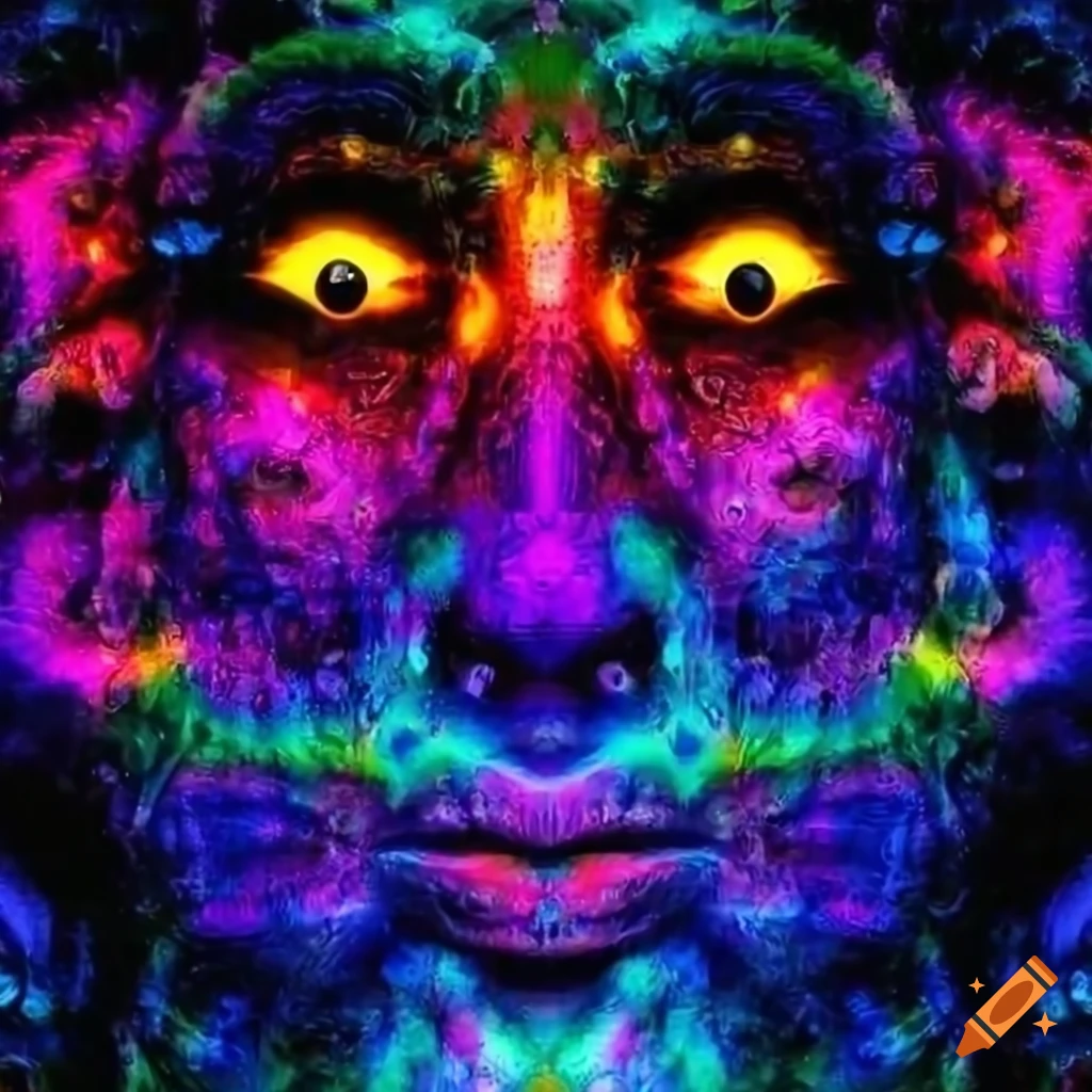 Evolution of nature in a psychedelic god face in 4k resolution on Craiyon