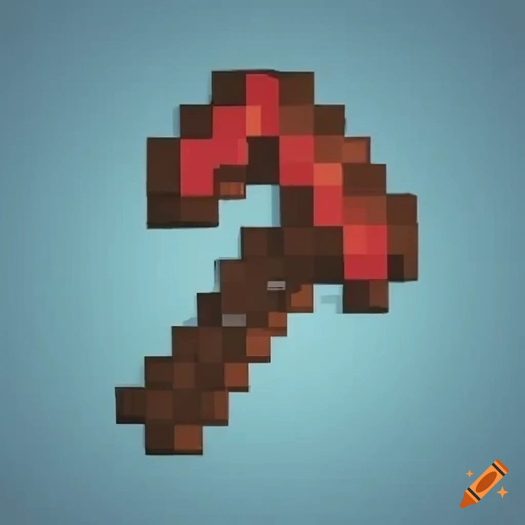 Red minecraft pickaxe on minecraft iron ore on Craiyon