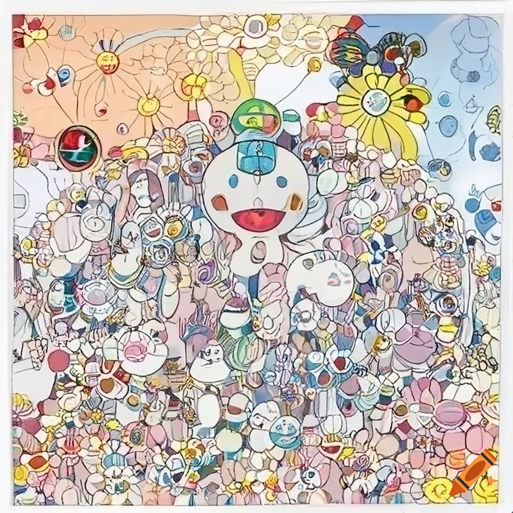Artistic drawing with thick lines by chris ware, takashi murakami, and ...