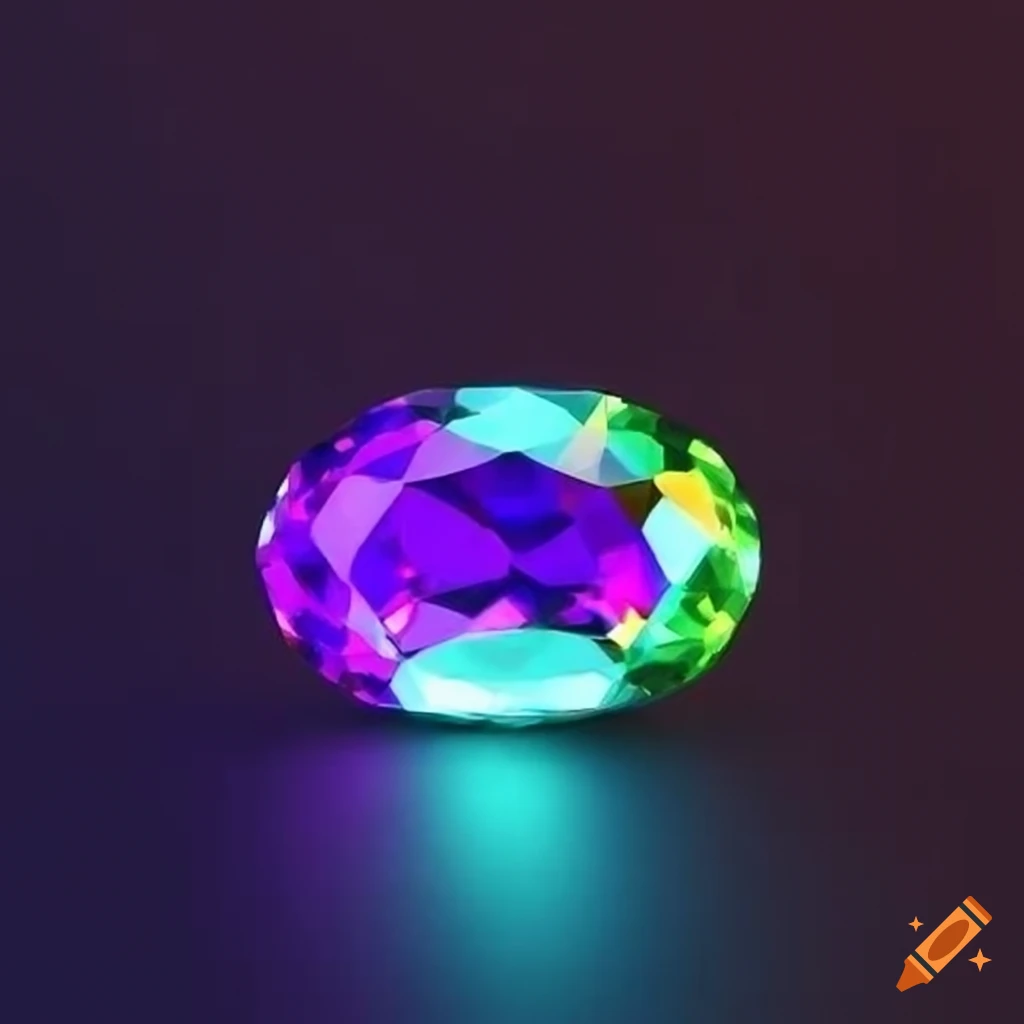 Futuristic glowing neon faceted gemstone on Craiyon