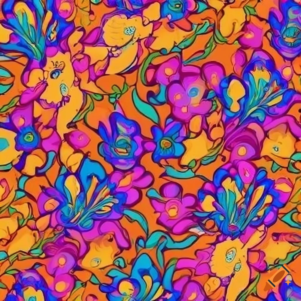 Colorful repeating floral pop art pattern on Craiyon