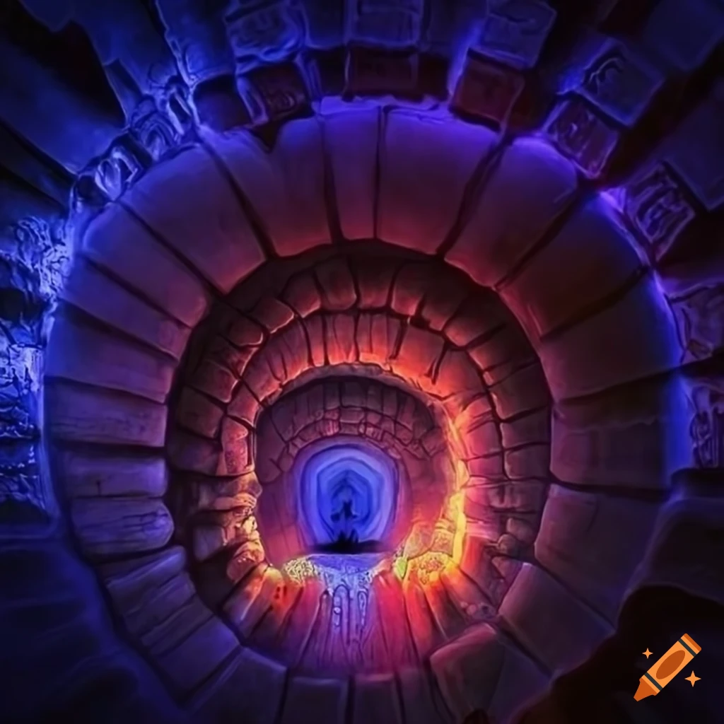 Graphic novel wall piece depicting ancient portals with stunning ...