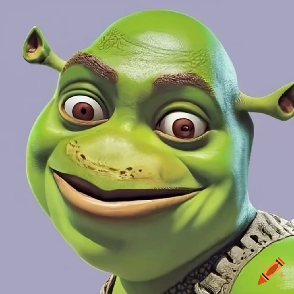Funny illustration of shrek as a frog on Craiyon