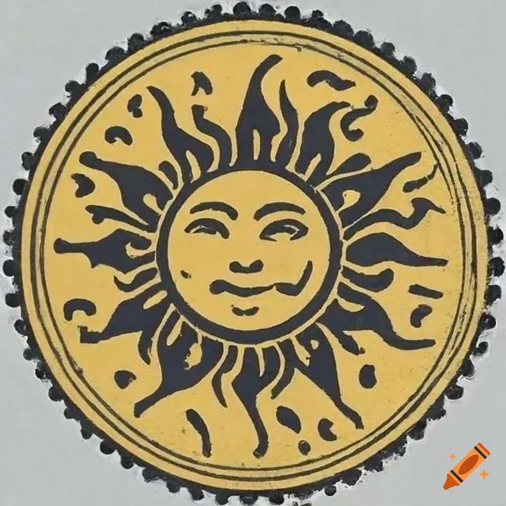 Smiling sun in circular modernist art style on Craiyon