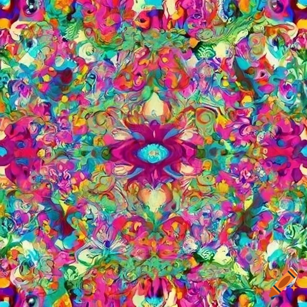 Intricate repeating floral pattern with colorful flowers in pop art ...
