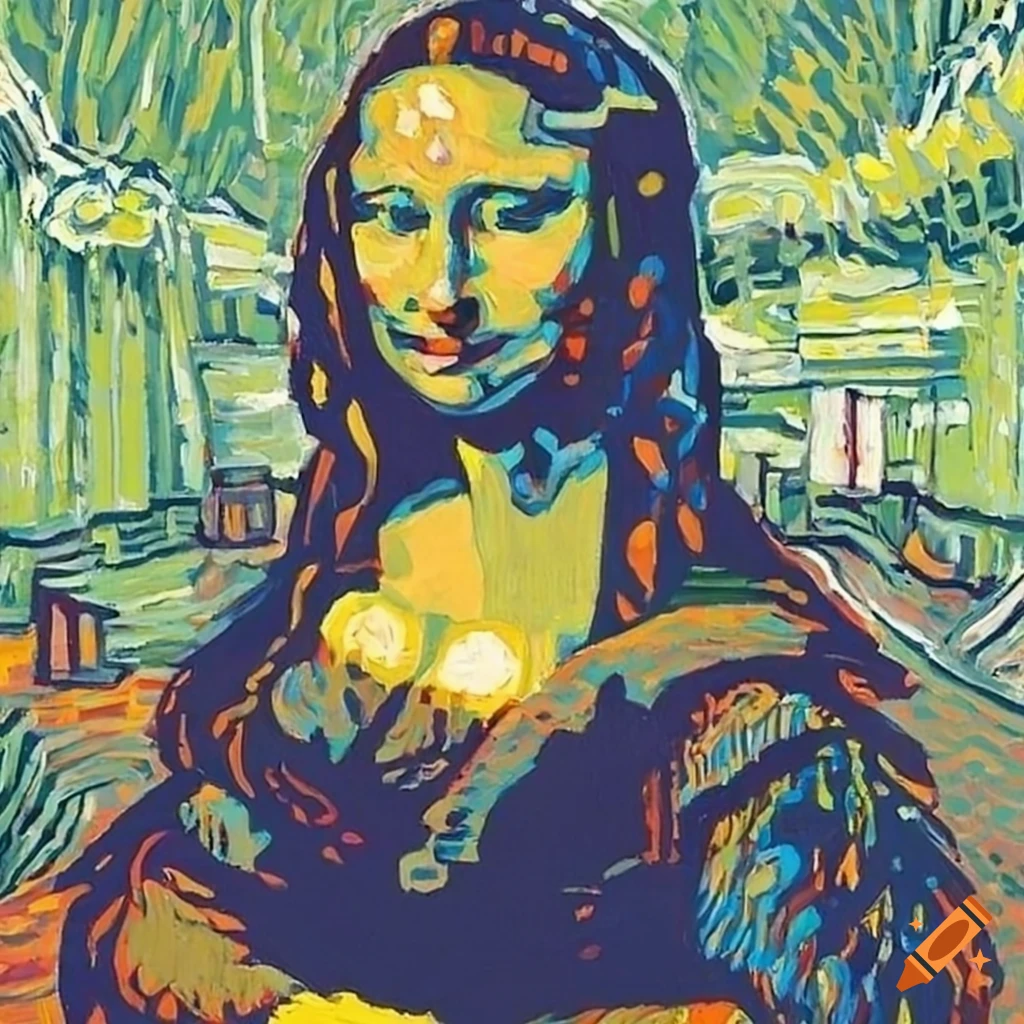 Mona lisa portrait in the style of van gogh on Craiyon