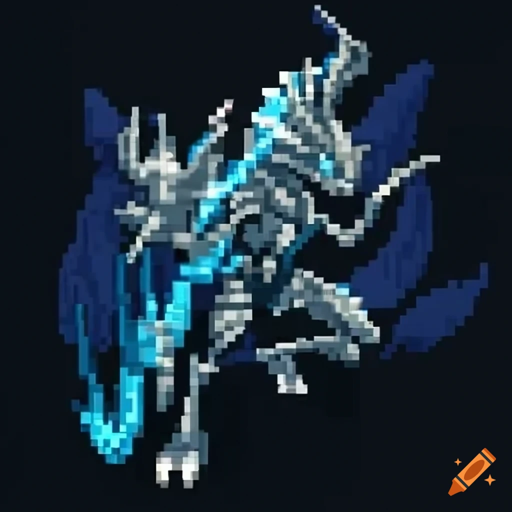 Pixel art of yugioh spirit dragoon on Craiyon