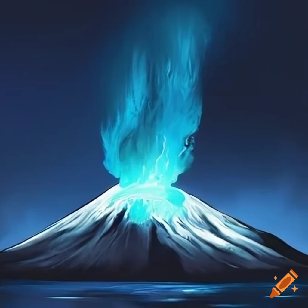 Blue volcano on Craiyon
