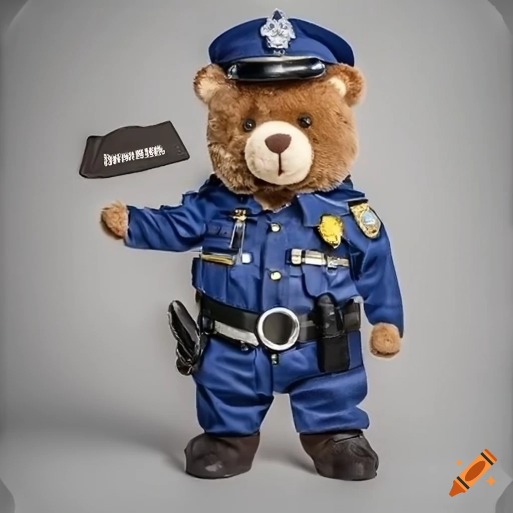 Bear in police uniform named captain cookie on Craiyon