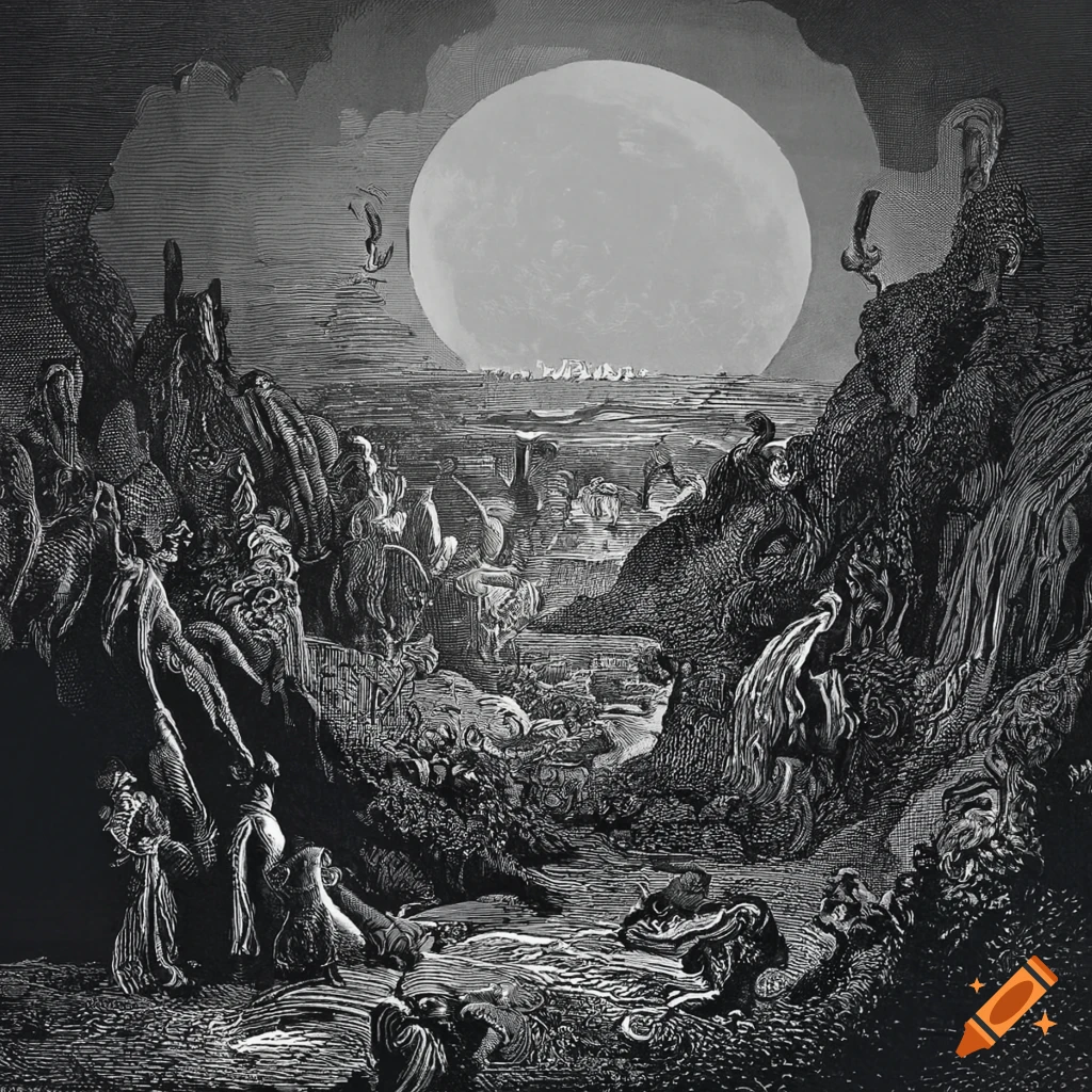 Artwork of ancient lands by gustave dore on Craiyon