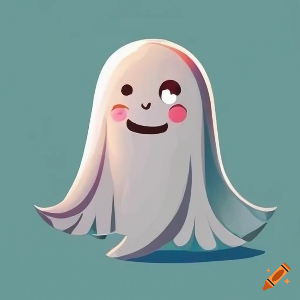 Cute little cartoon ghost on Craiyon
