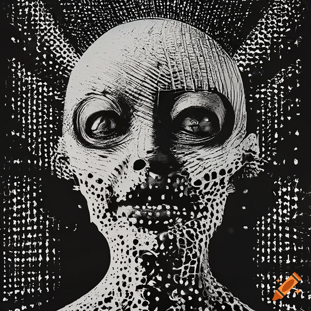 70s sci-fi organic machine art with light and dark symbolism on Craiyon