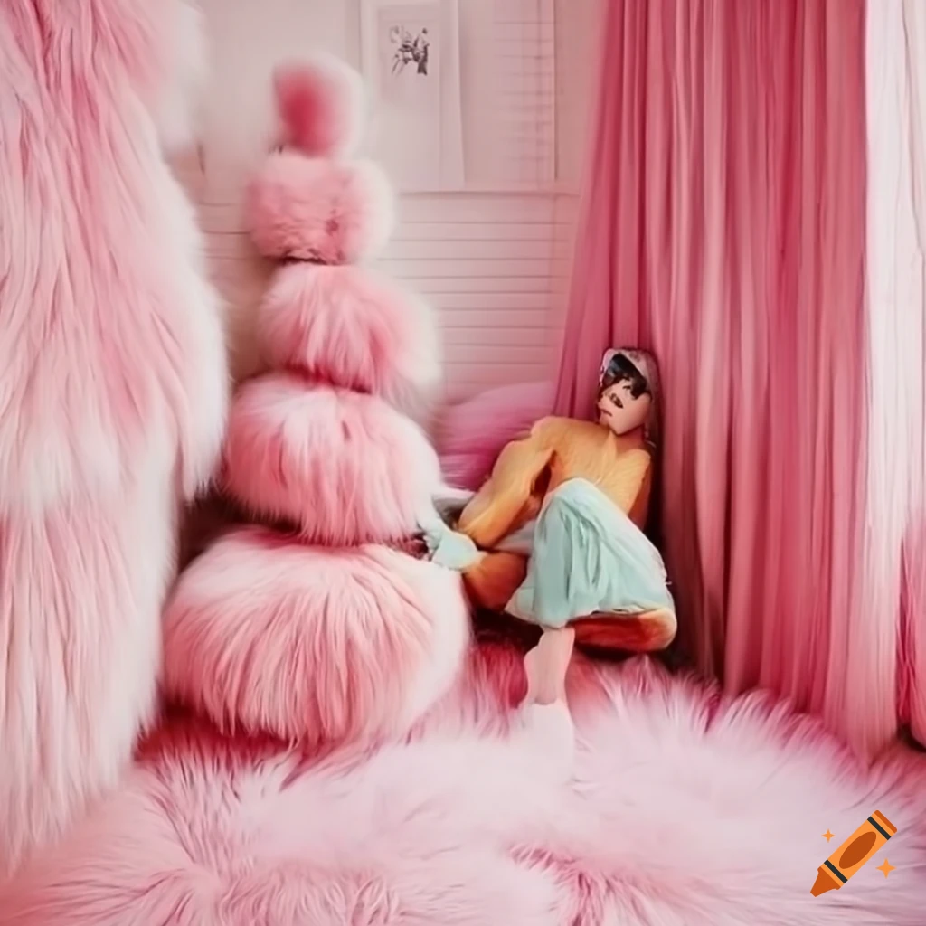 Fluffy pastel fur room on Craiyon