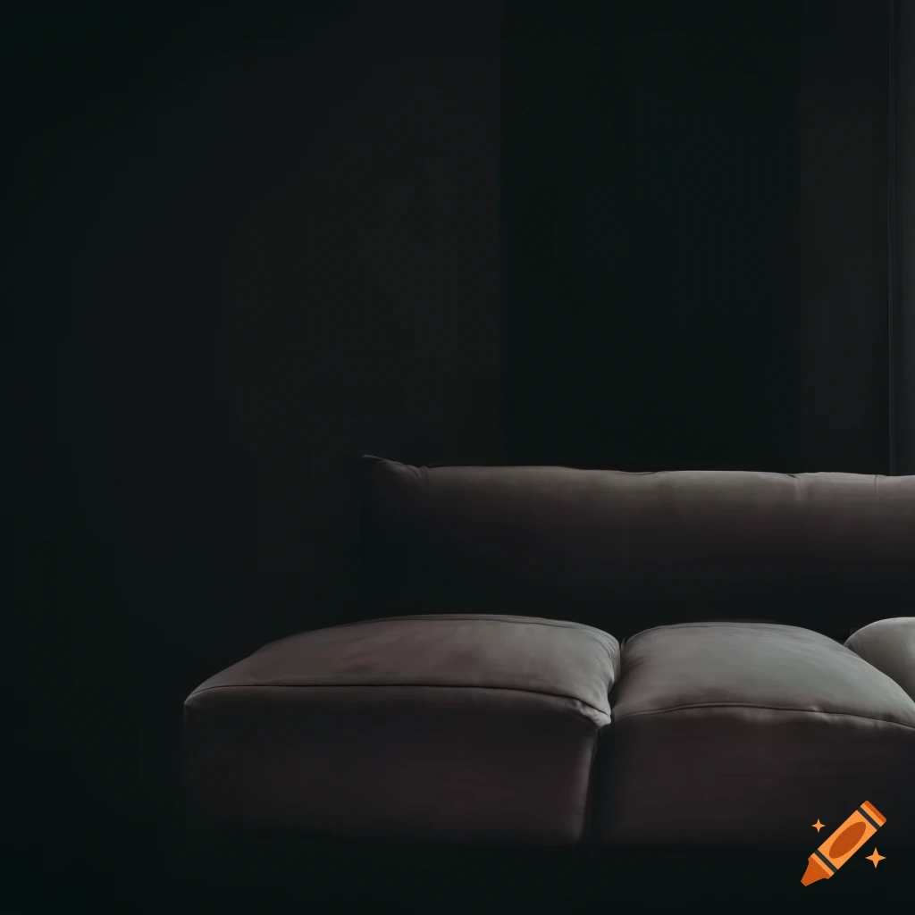 Side view of a couch in a dark room on Craiyon