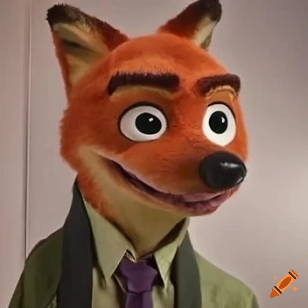Nick Wilde puppet with dog boyfriend in an 89's TV show on Craiyon