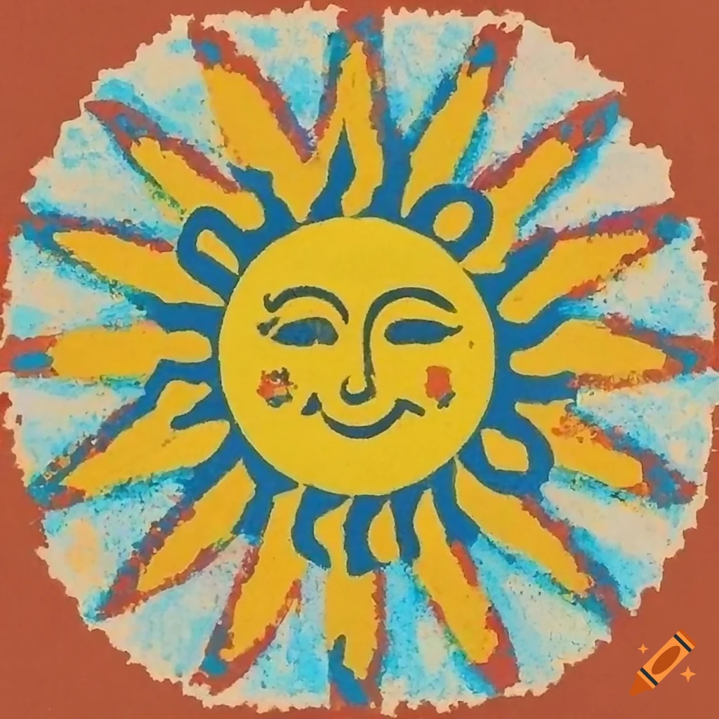 Smiling sun in circular modernist art style on Craiyon