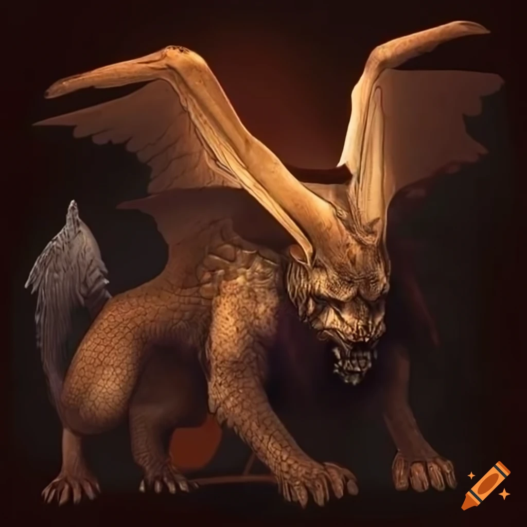 Unique manticore creature with wings, stinger, and lion head on Craiyon