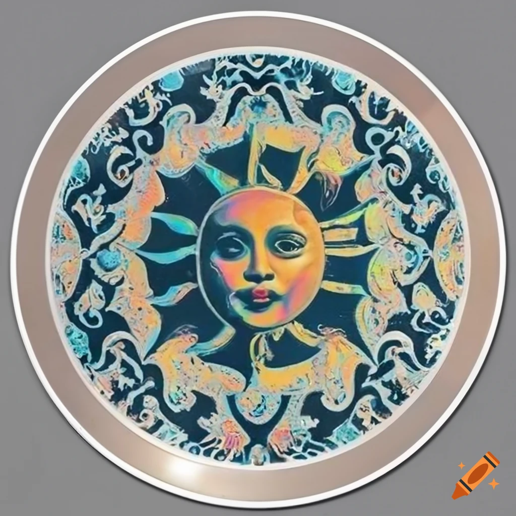 Vintage smiling sun sticker with wavy sunrays in iridescent oil ...