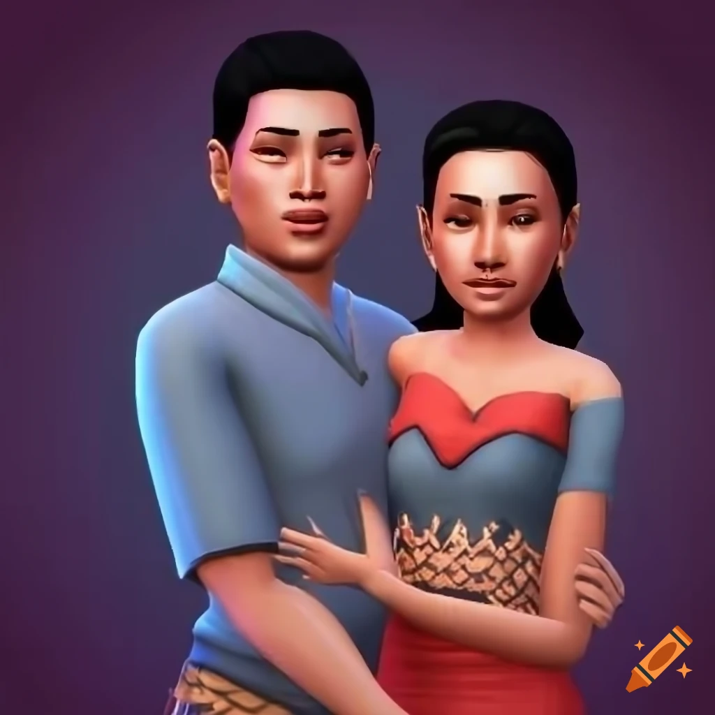 Illustration of a cambodian family in sims 4 style on Craiyon