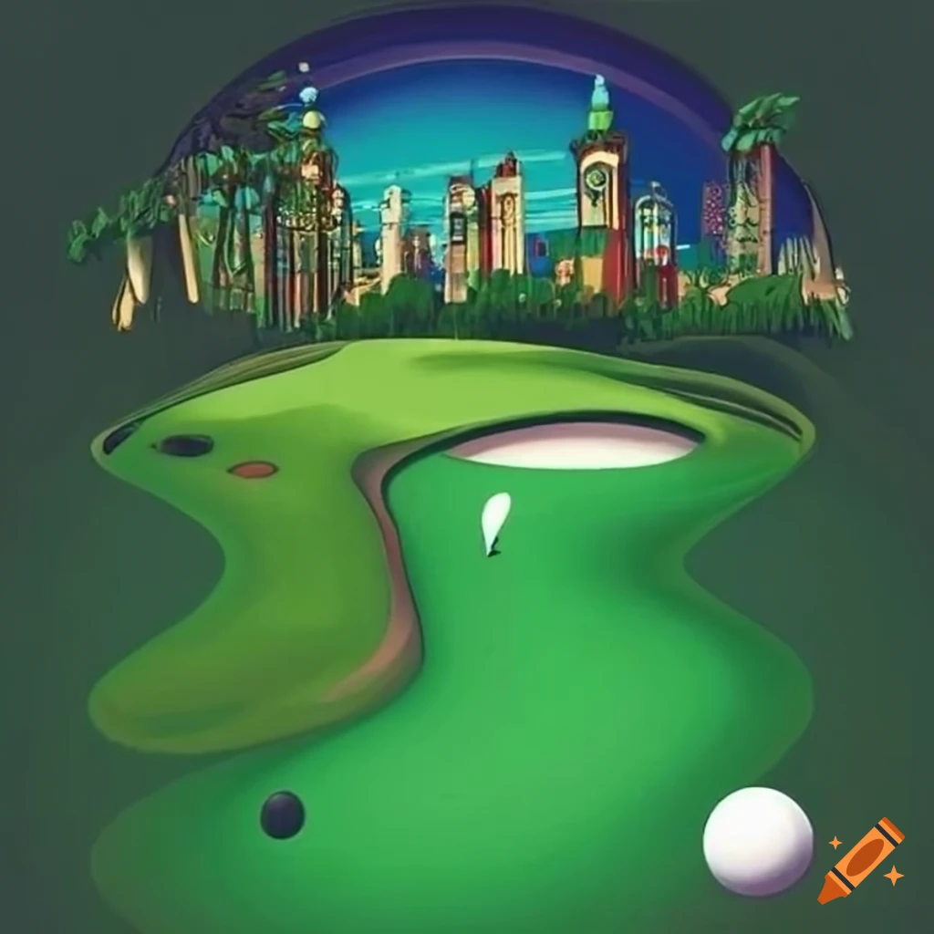 Pinball background with golfing theme on Craiyon