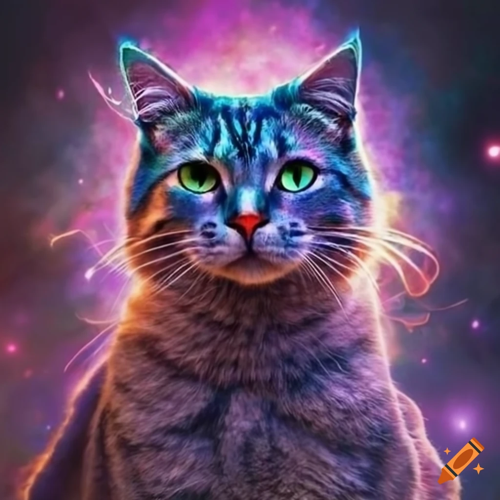 Ethereal cat with fiery godlike powers on Craiyon