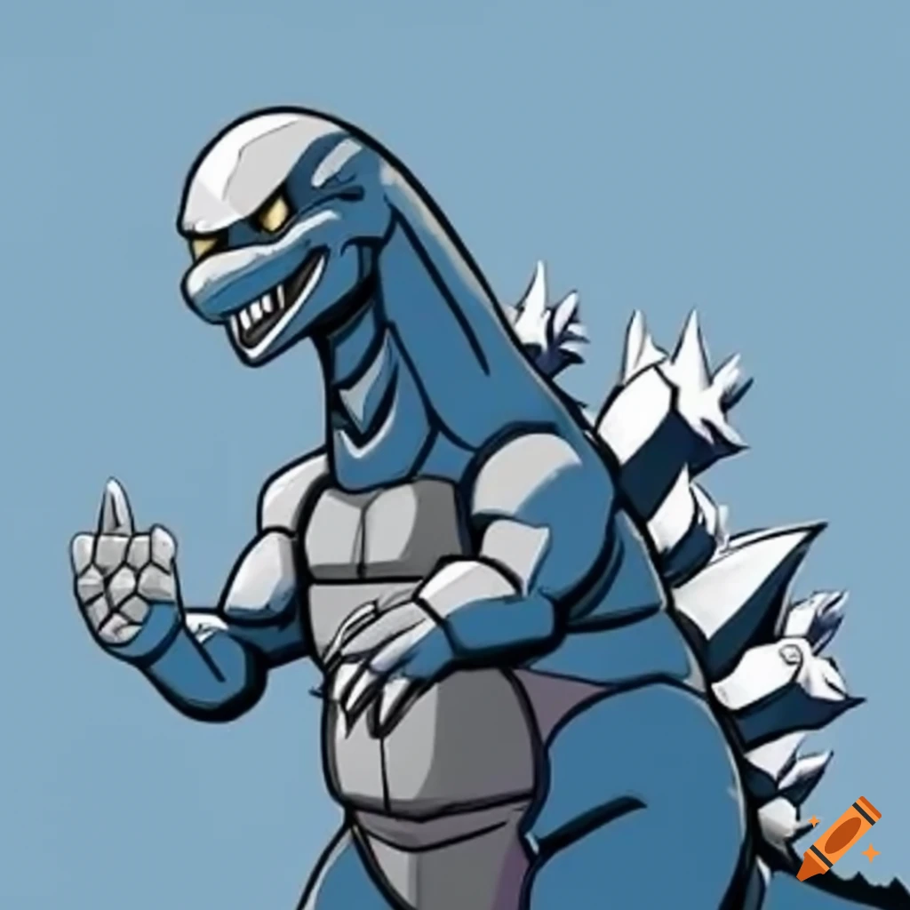 Silver-gray Godzilla as a Dragonball Z character inspired by Majin Buu ...