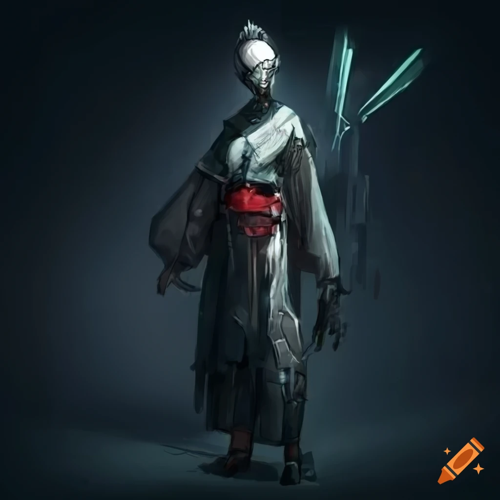 Futuristic kimono warrior with cybernetic elements on Craiyon
