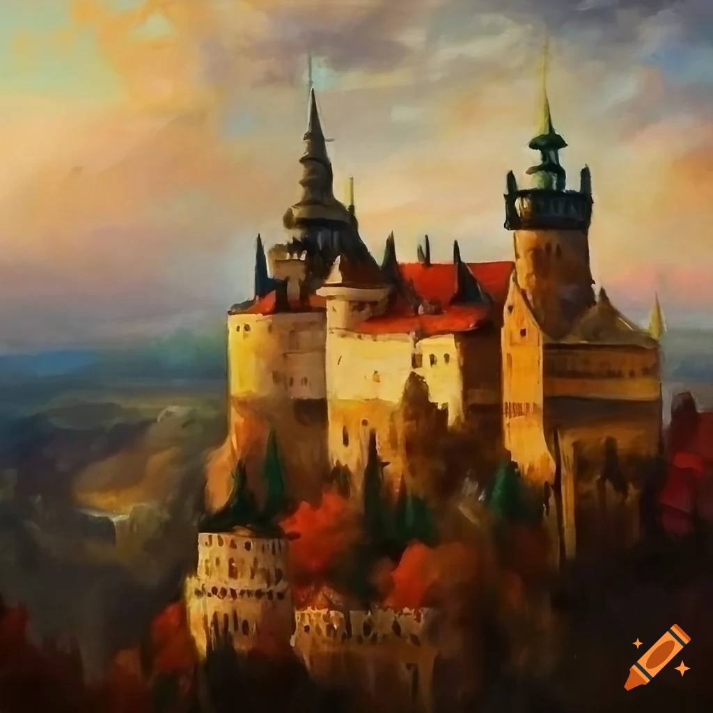 Czech castle oil painting on Craiyon