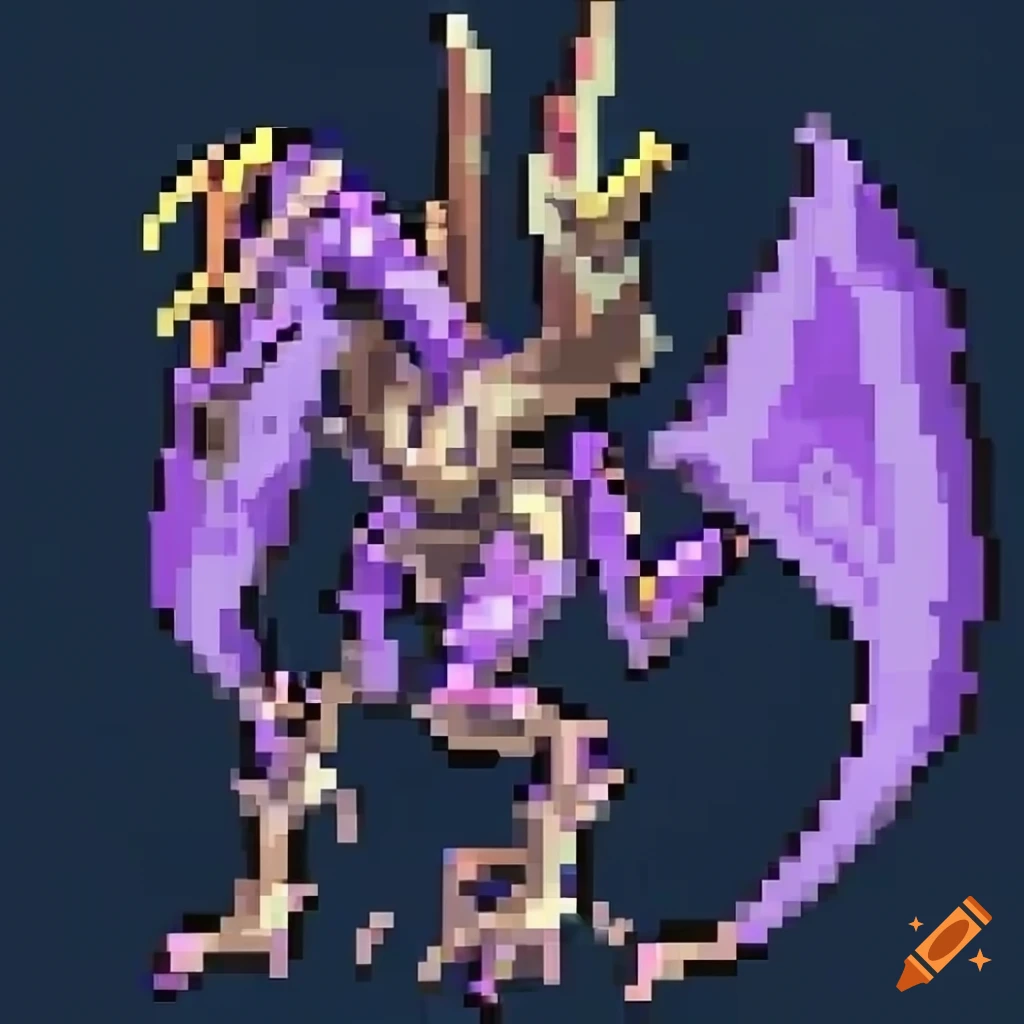 Pixel art of yugioh spirit dragoon on Craiyon