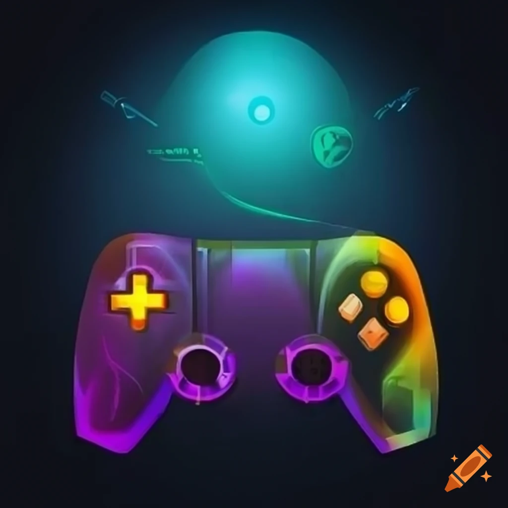 Game dev icon with a controller and digital art pen on Craiyon
