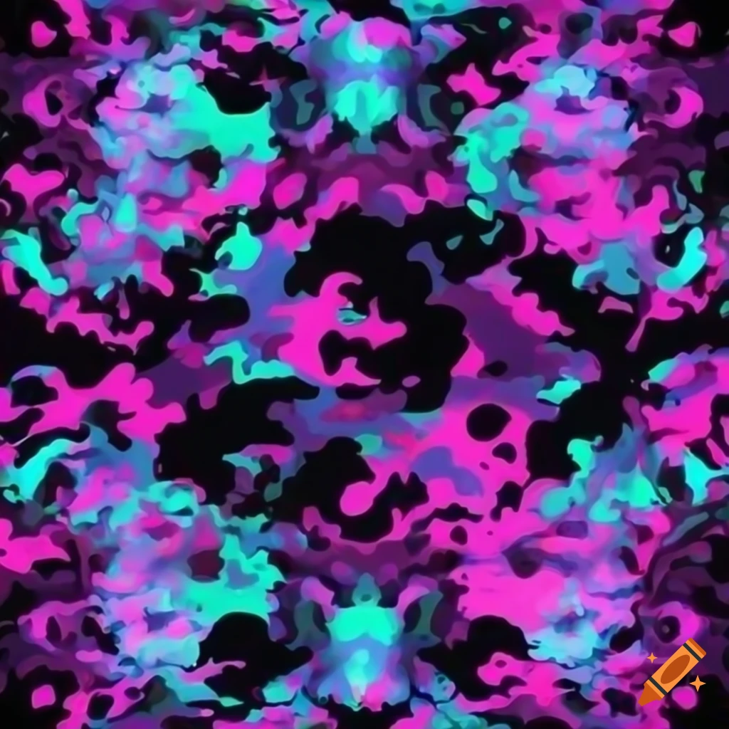 Seamless camo cloud pattern in neon fluorescent blacklight colors on ...