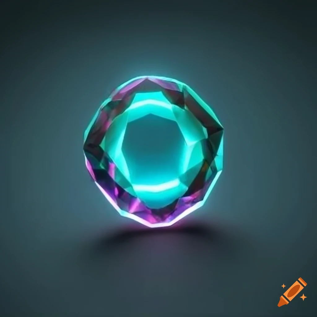 Glowing neon futuristic gemstone with unique facets on Craiyon