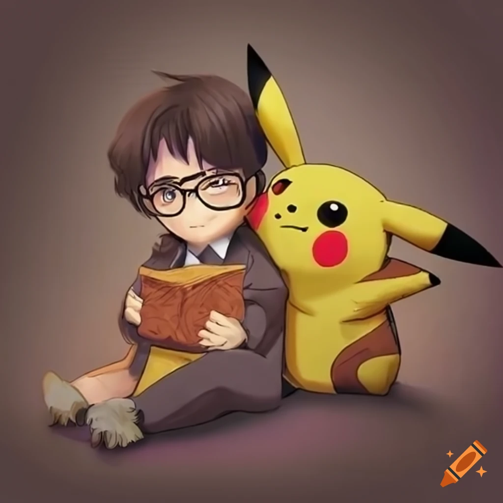 Harry potter cuddling pikachu on Craiyon