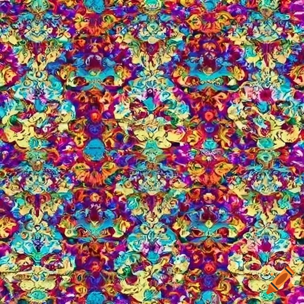 Colorful repeating floral pattern with intricate rococo flowers on Craiyon