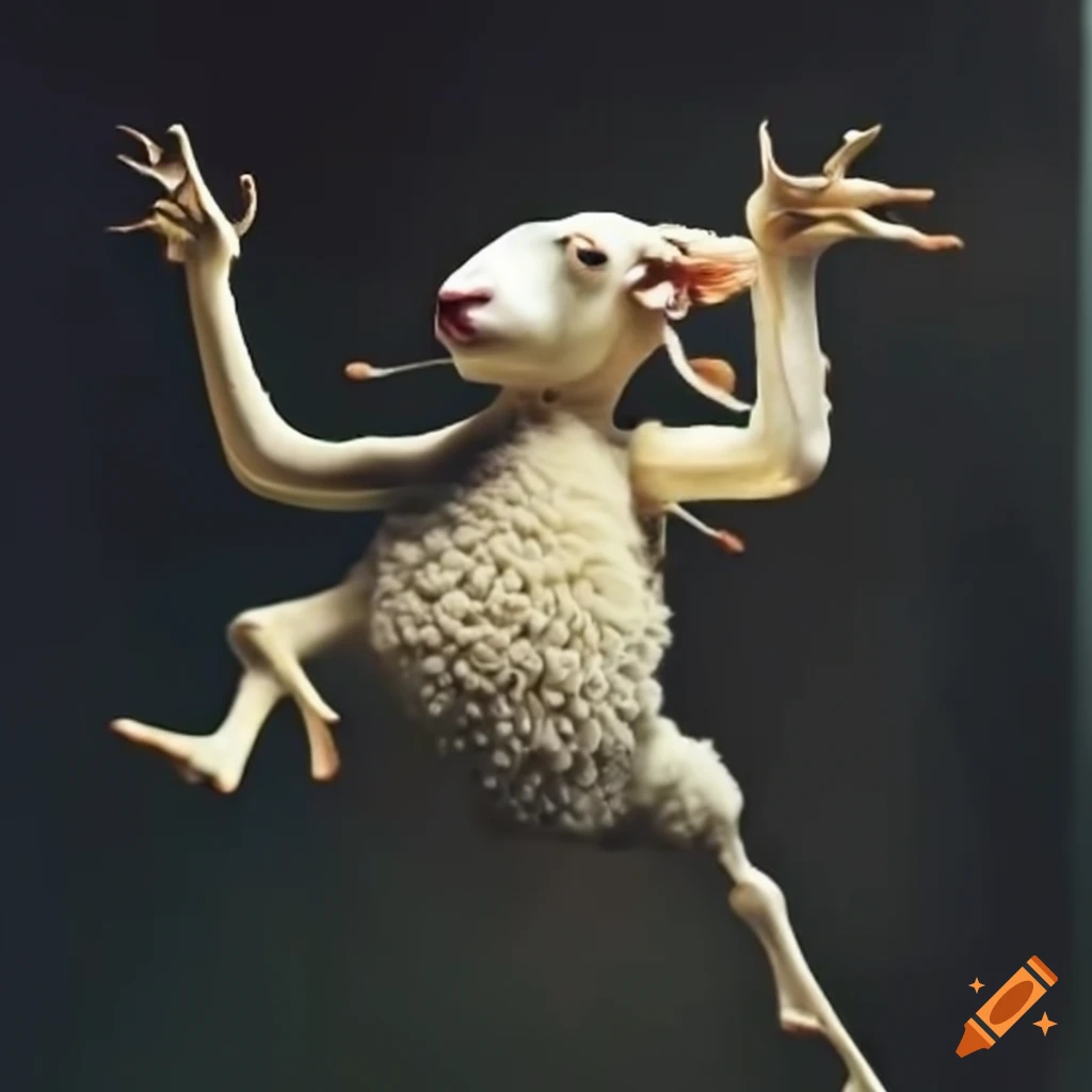 Dancing sheep in the style of dali on Craiyon