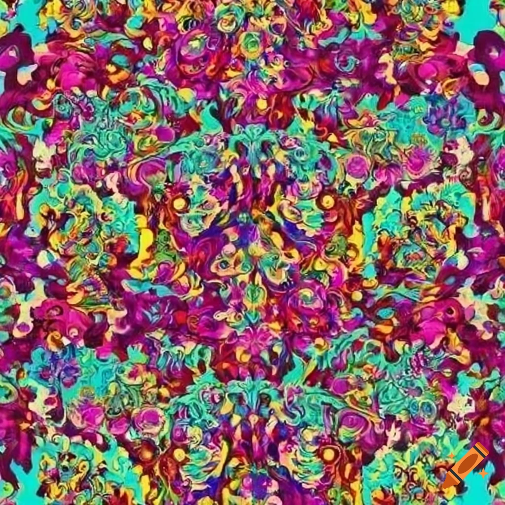 Colorful repeating floral pattern with intricate rococo flowers on Craiyon