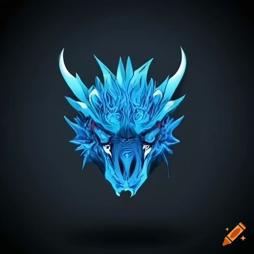 Minimalist blue dragon face in a round shape on Craiyon